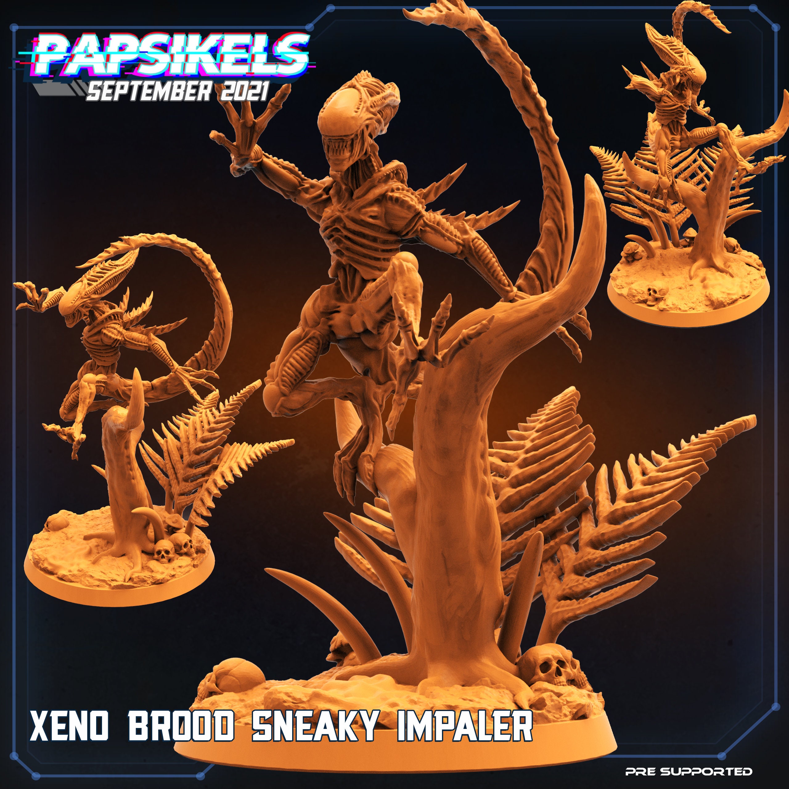 Xeno Brood Sneaky Impaler Alien by Papsikels Miniatures Cyberforge - Etsy