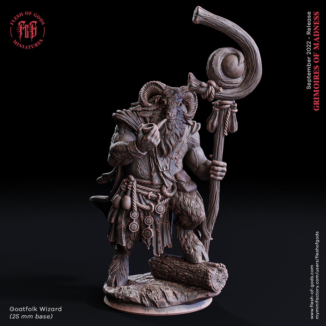 Goatfolk Wizard From "grimoire of Madness" by Flesh of Gods Miniatures ...