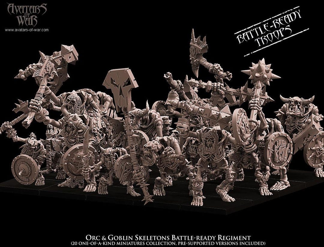 Undead Orc & Goblin Skeletons Battle-ready Regiment by Avatars of War ...