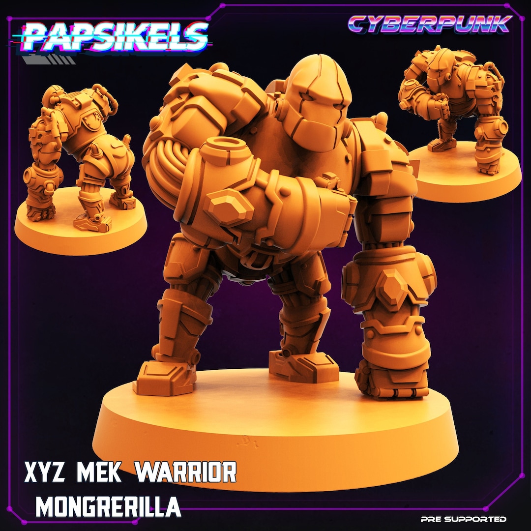 Mek Warrior Cyber Gorilla by Papsikels Cyberpunk Miniatures - Etsy