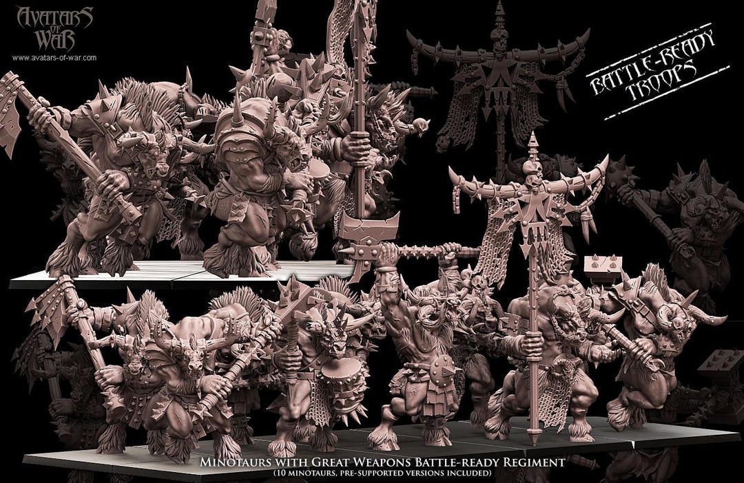 Minotaurs With Great Weapons Unit Battle Ready by Avatars of War ...