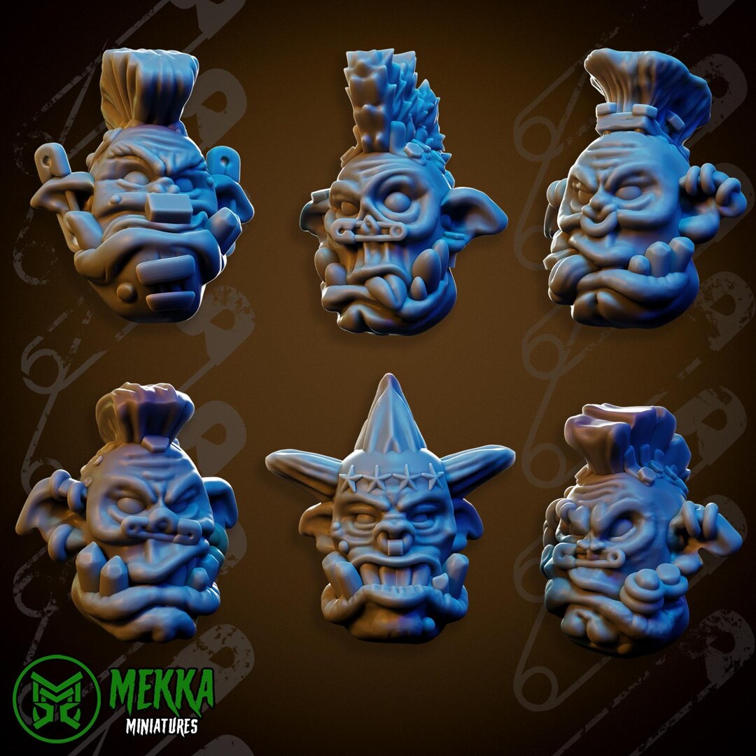 Ork Punk Heads by Mekka Miniatures - Etsy