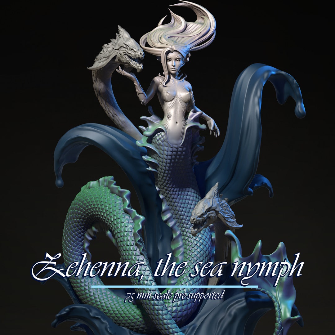 Zehenna The Sea Nymph Pin Up By Dungeons And Maidens Miniatures Etsy