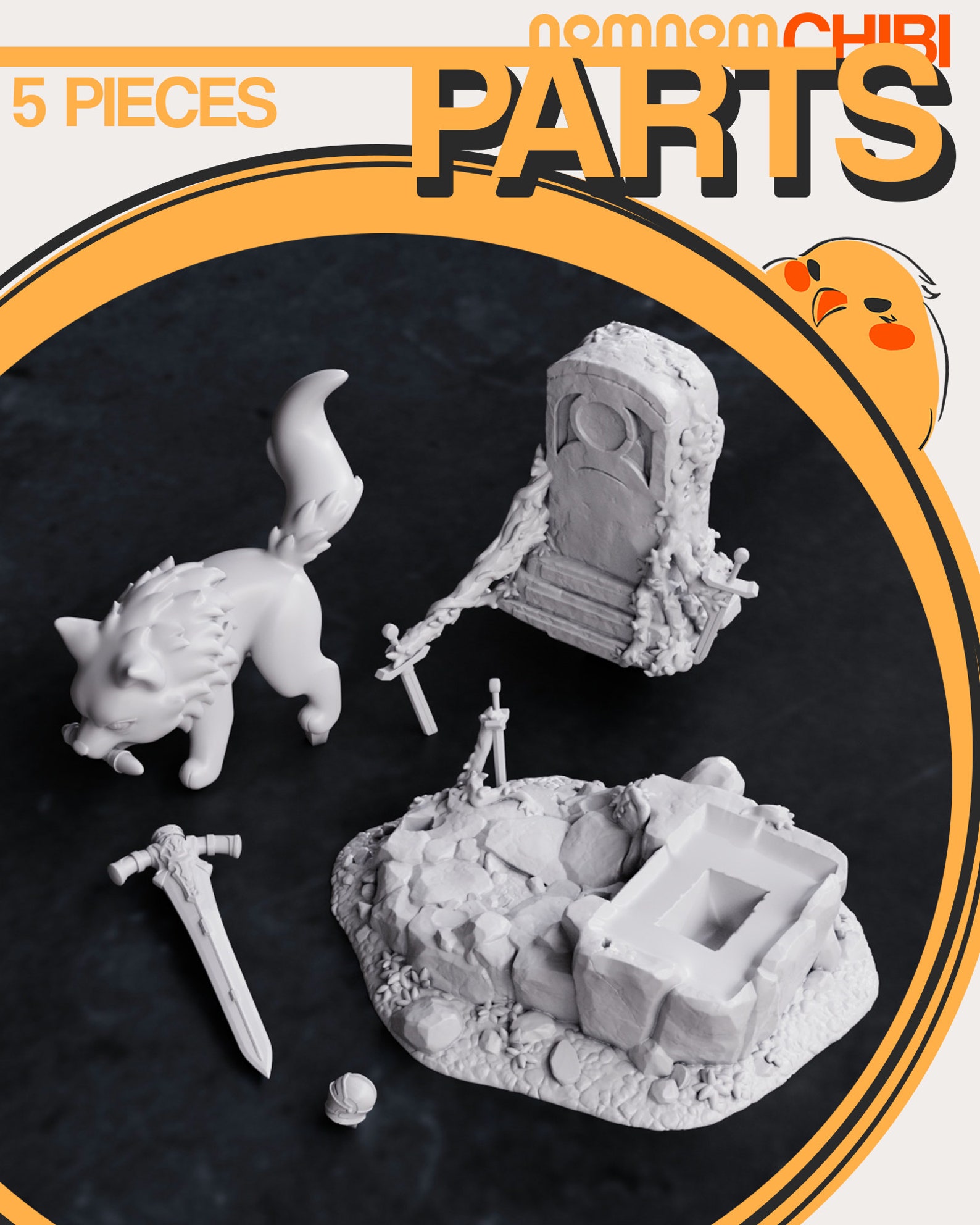 Chibi Great Grey Wolf Sif Statue Model Kit by Nomnom Figures - Etsy