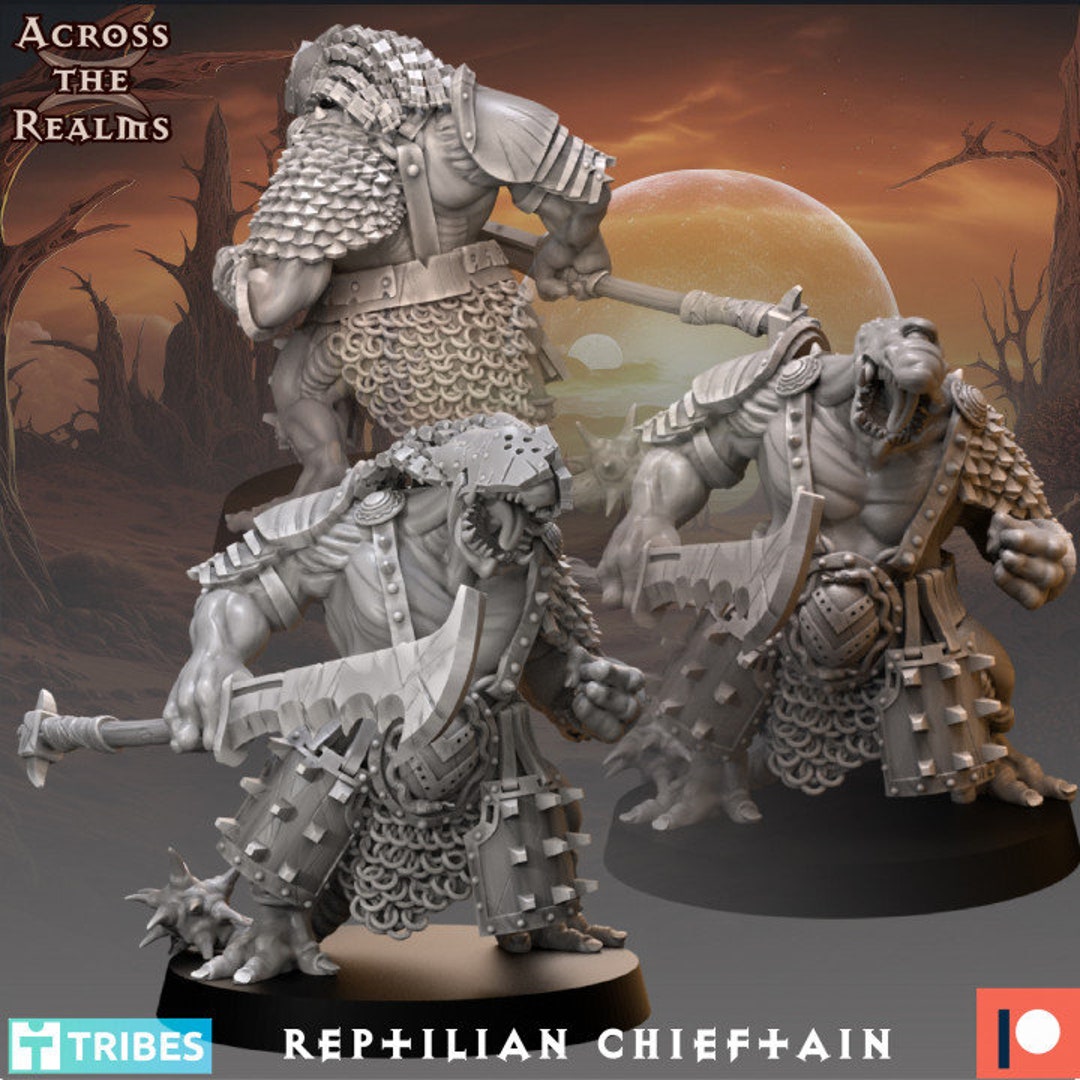 Reptilian Chieftain by Across the Realms Miniatures - Etsy