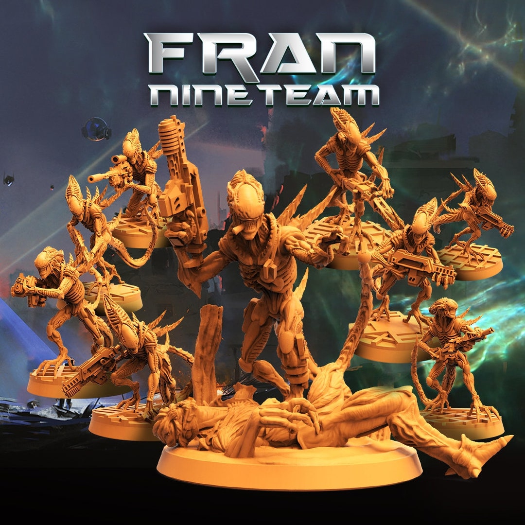 Fran Nine Team Synthetic Alien Warriors by Papsikels Miniatures Aliens ...