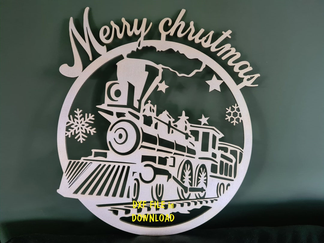 Christmas Train - Merry Christmas, DXF and SVG Vector File for DIY ...