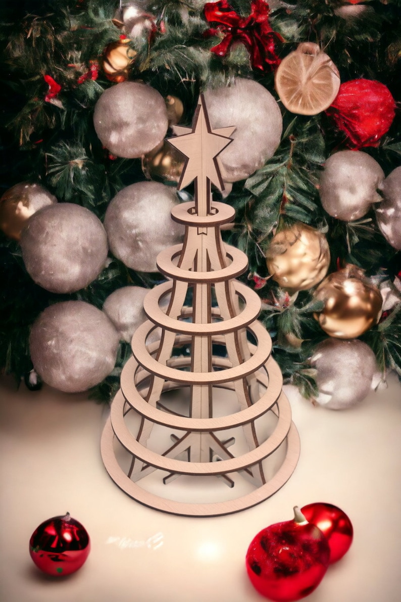 3D Christmas Tree "round" *.SVG and *.DXF Lasercut Files for DIY. for 3 ...