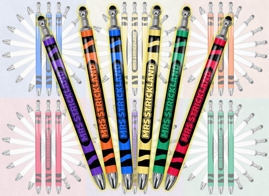 Customizable Name Crayon Design, Gel Pen, and Mechanical Pencil - Etsy