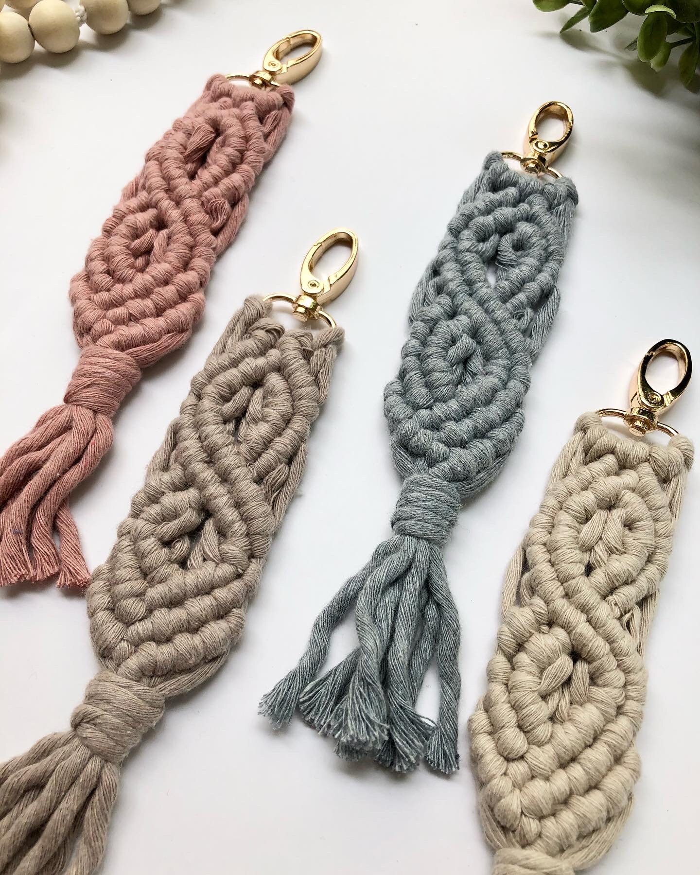 Double Diamond Macrame Keychain - Etsy