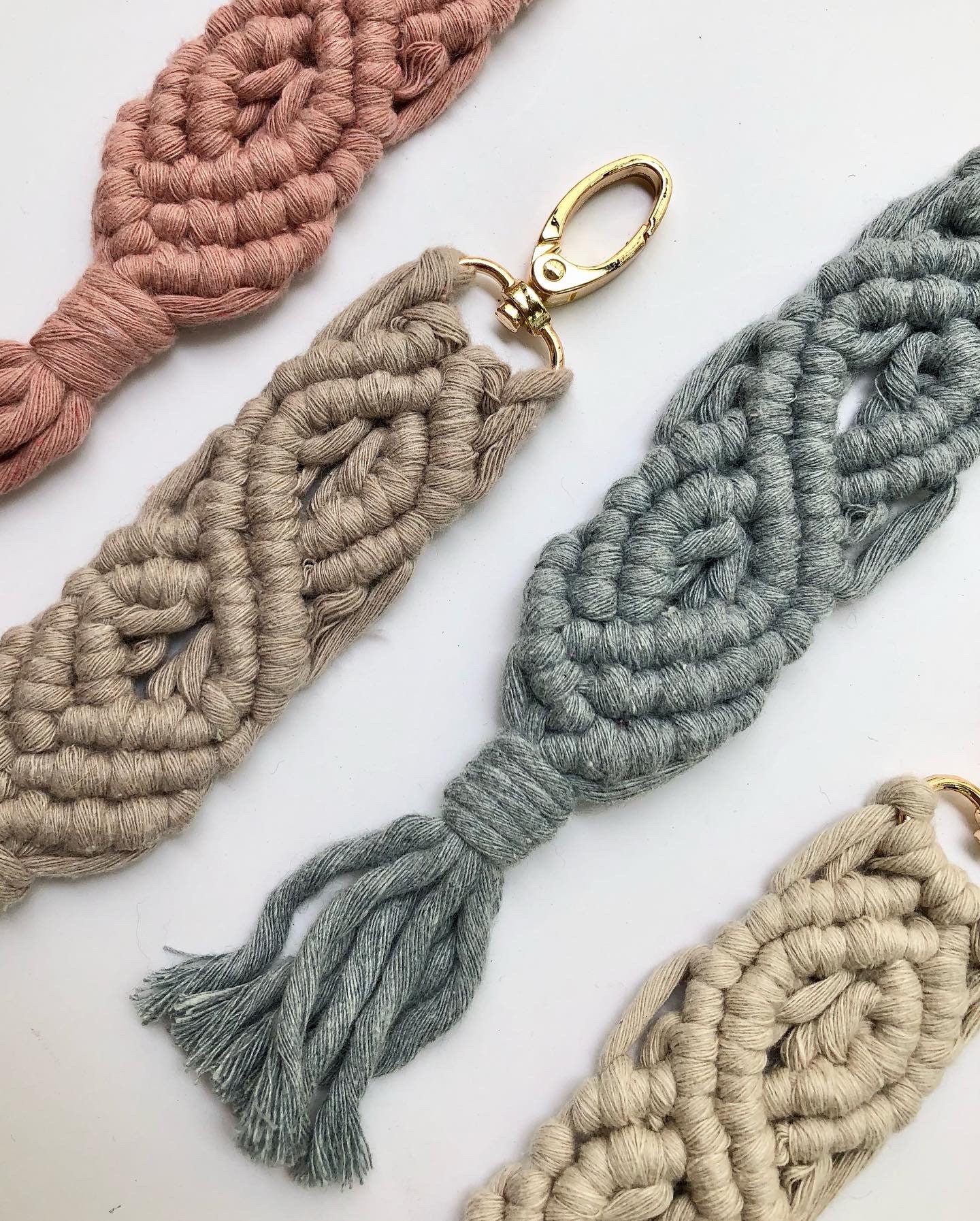 Double Diamond Macrame Keychain - Etsy