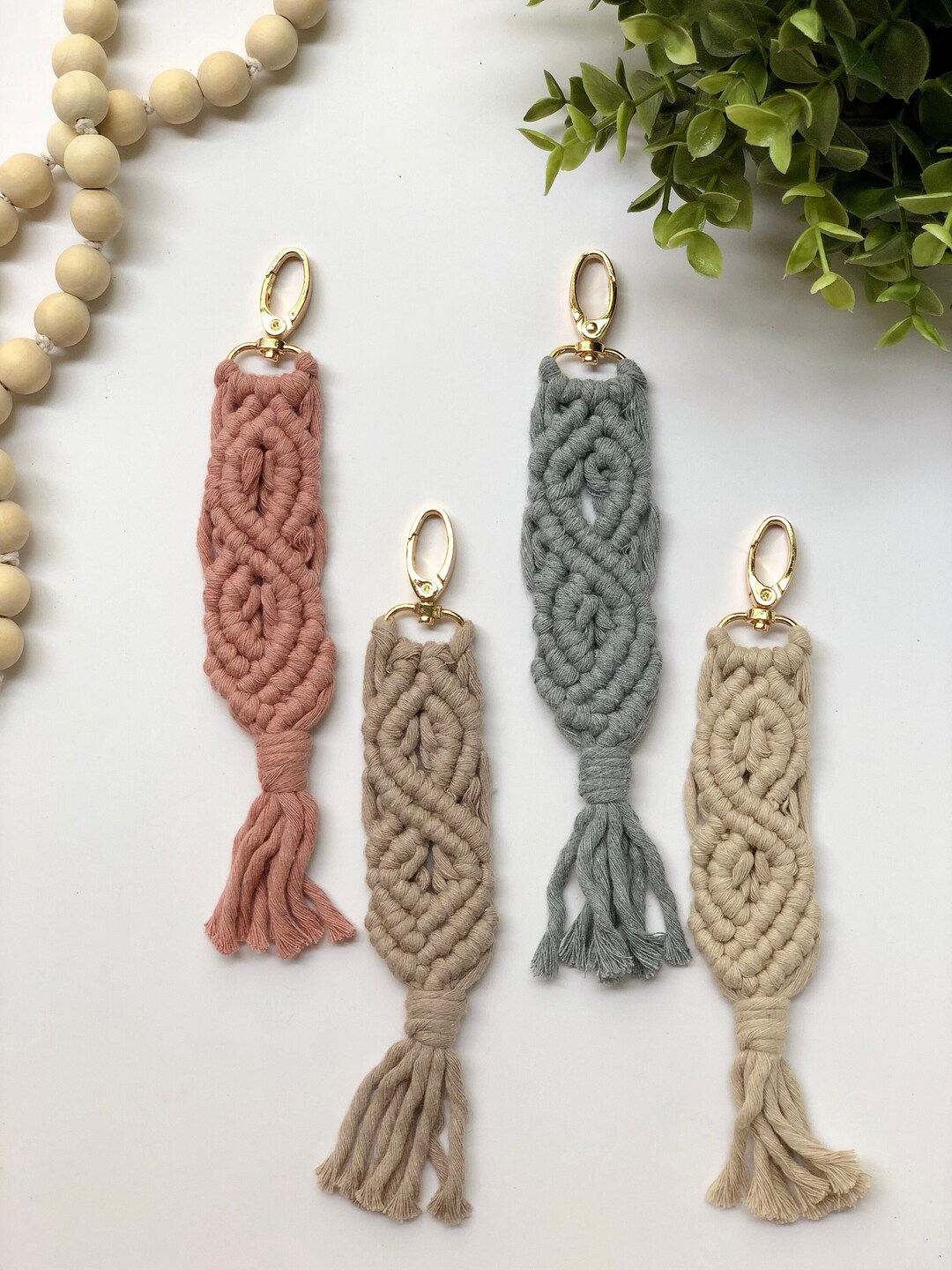 Double Diamond Macrame Keychain - Etsy