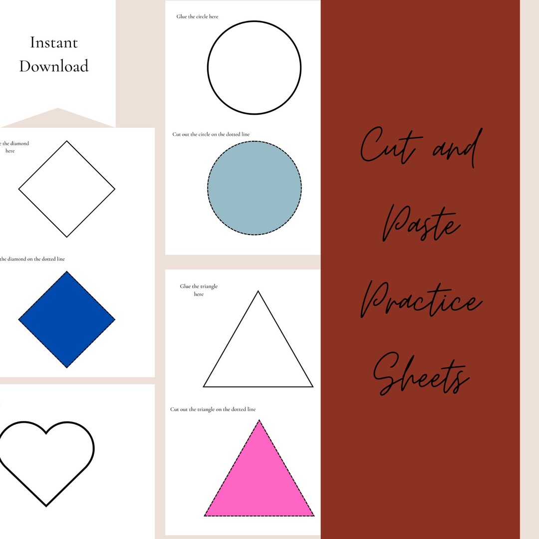 Cut and Paste Practice Worksheets - Etsy