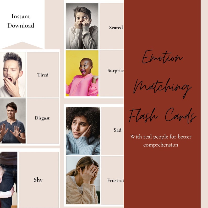 Emotion Matching Flash Cards - Etsy