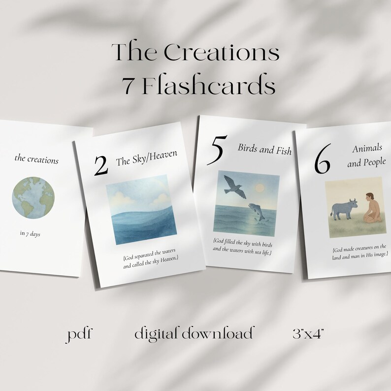 7 Days of Creation Flashcards Printable | Christian Bible Learning ...
