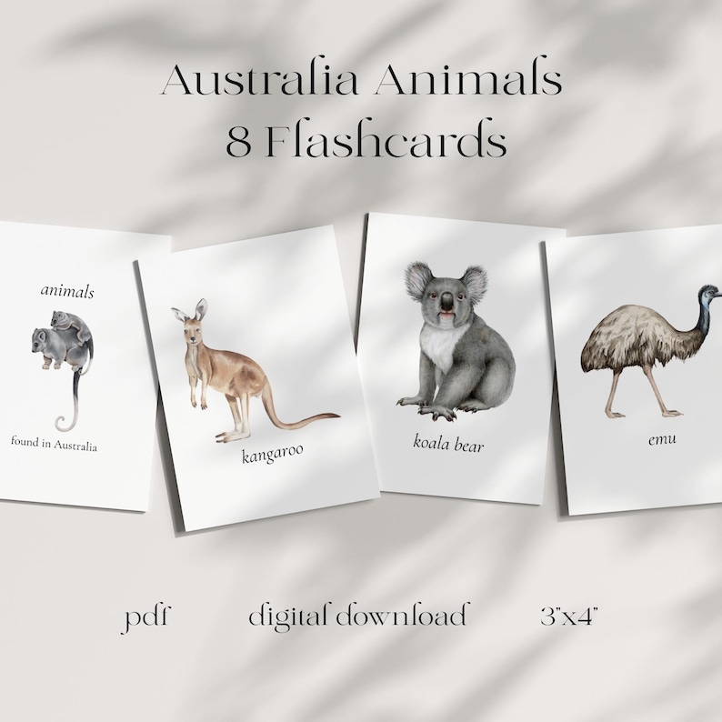 Montessori Australian Animal Flashcards PDF – Printable Wildlife Cards ...