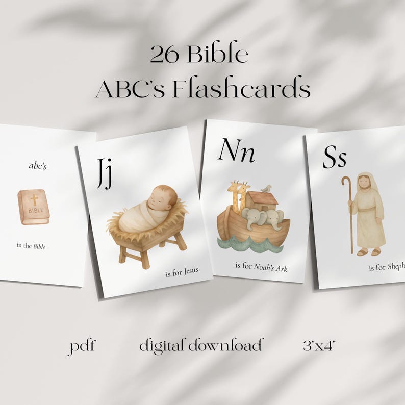Bible ABC Flash Cards | Christian Alphabet Scripture Learning ...