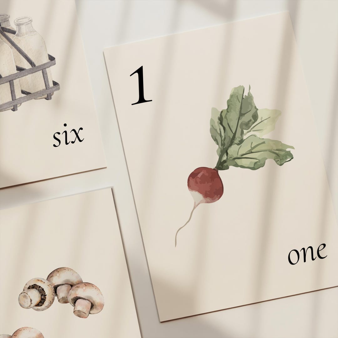 Montessori Number Flashcards 1-10: Watercolor Kitchen Theme (PDF ...