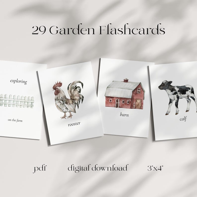 Farm Animal Flashcards for Kids – Printable Farm Learning Cards ...