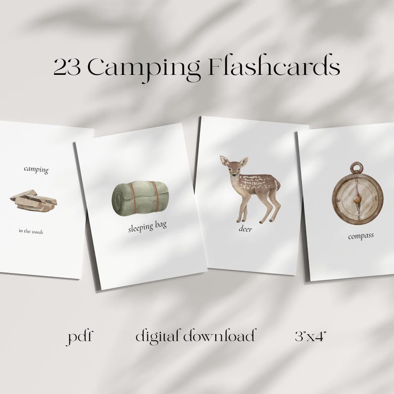 Camping Flashcards Kids Printable – Nature Flashcards PDF, Montessori ...