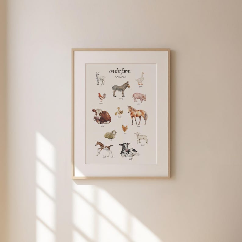 Farm Animal Poster for Kids | Montessori Printable Chart | Toddler ...