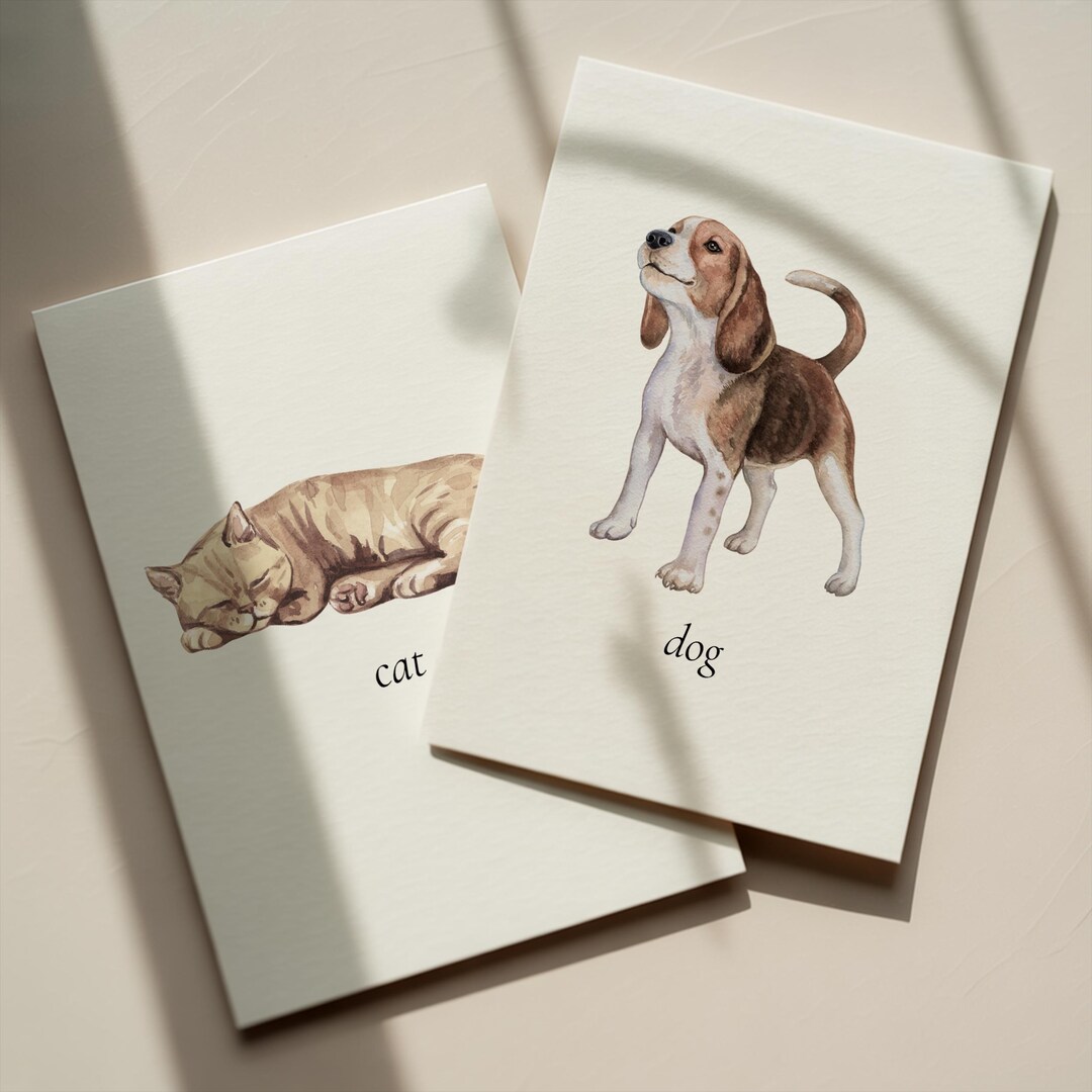 Pet Flashcards Kids Printable – Animal Flashcards PDF, Toddler ...