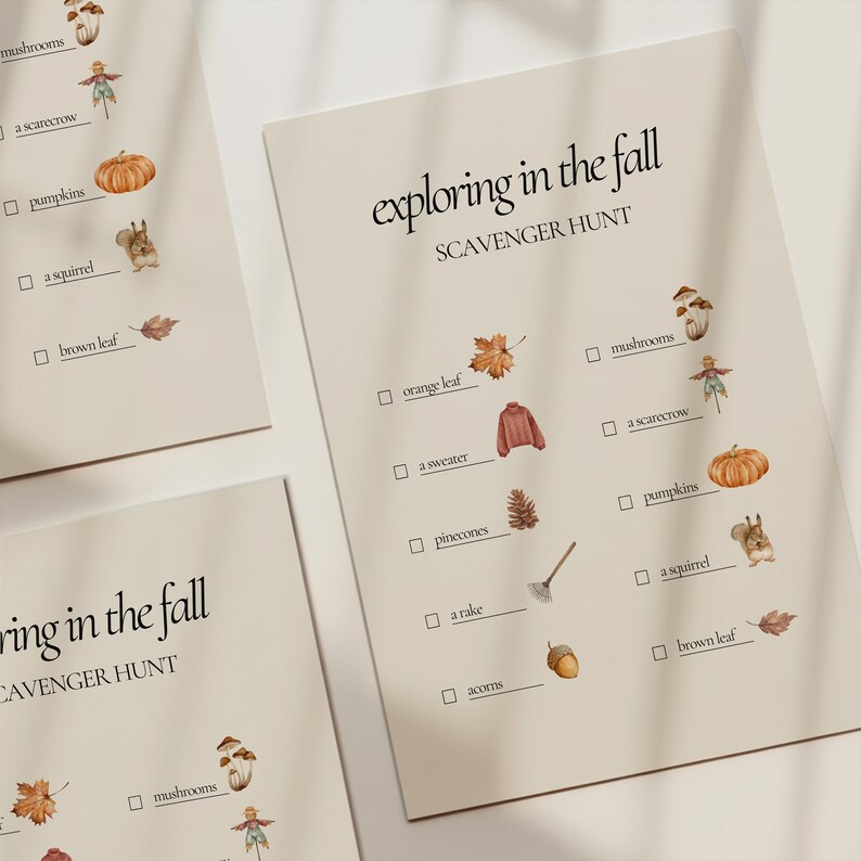 Fall Scavenger Hunt for Kids Printable | Toddler Autumn Nature Walk ...