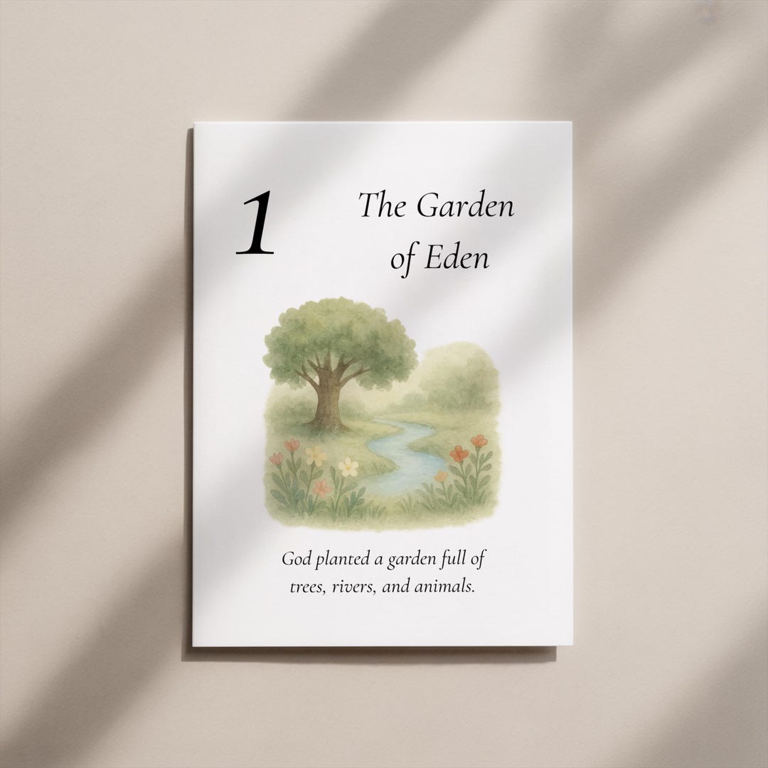 Christian Bible Flashcards | Adam and Eve Story Cards | Garden of Eden ...