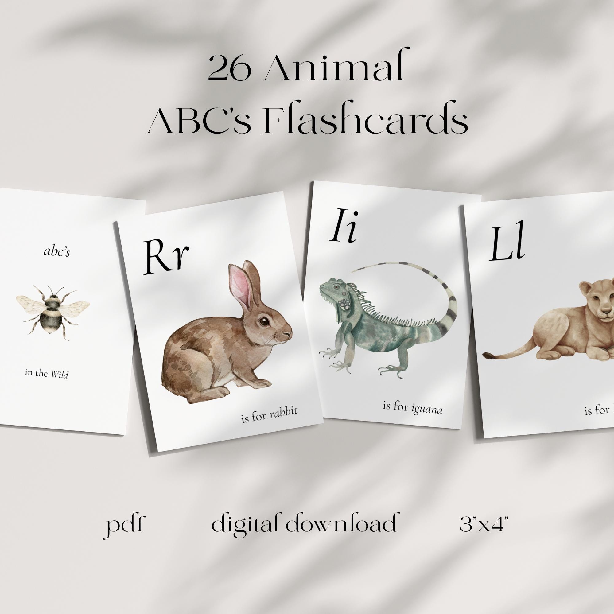 Animal Alphabet Flashcards PDF – Montessori A to Z Wildlife Learning ...