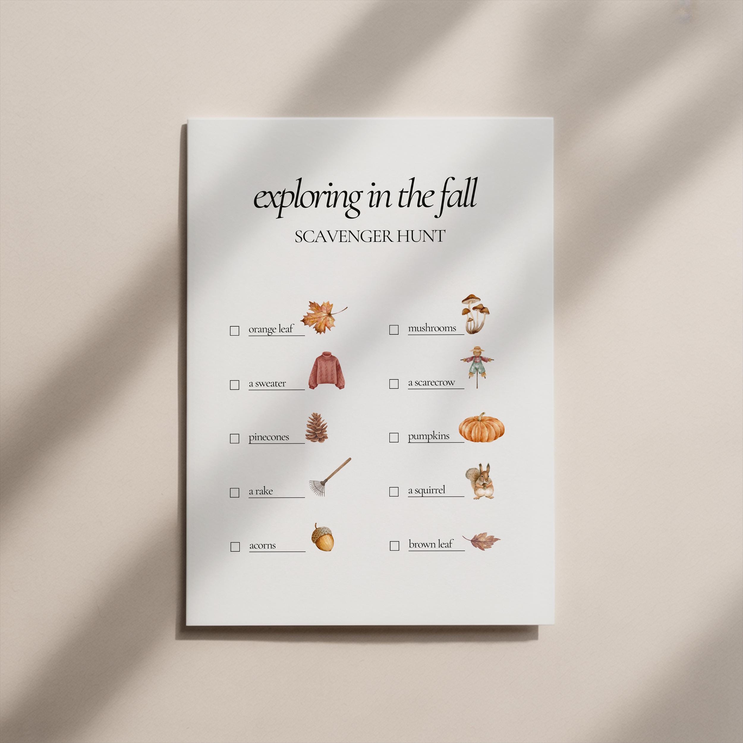 Fall Scavenger Hunt for Kids Printable | Toddler Autumn Nature Walk ...