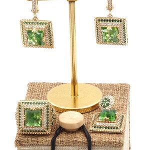 Handmade Emerald Green Jewelry Set: Ring, Earrings, and Pendant in 925 ...