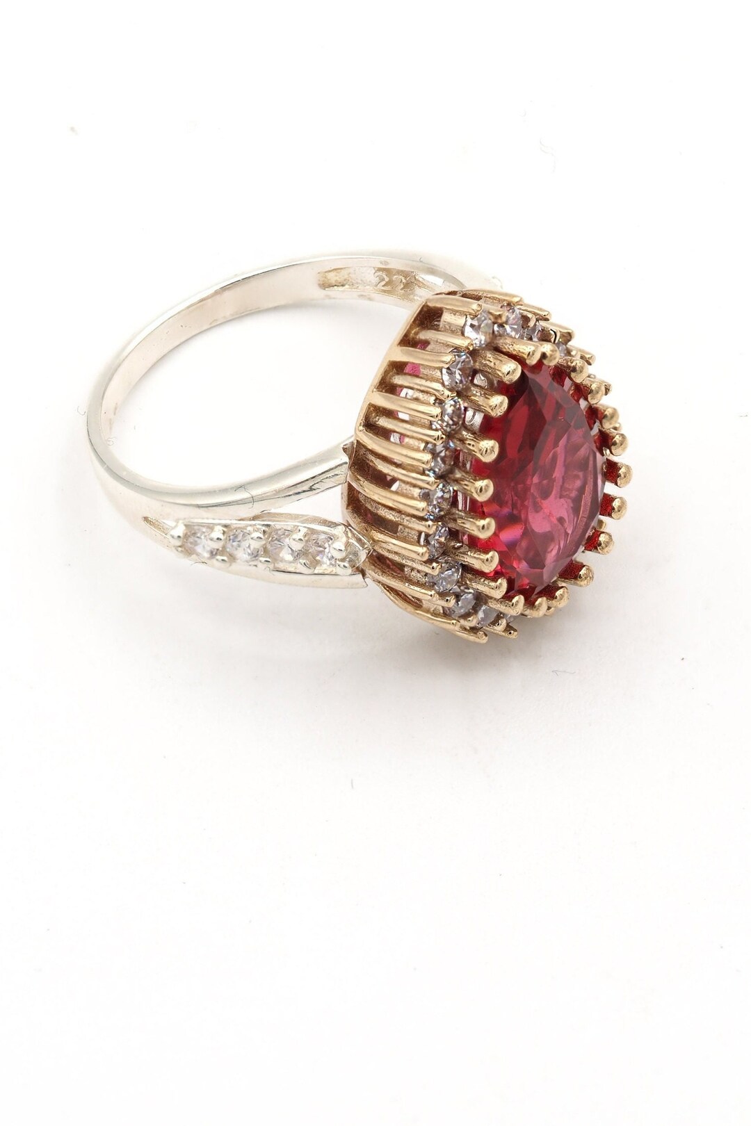 Hurrem Sultan Ruby Ottoman Design Jewelry Silver Ring , Drop Shape Pear ...