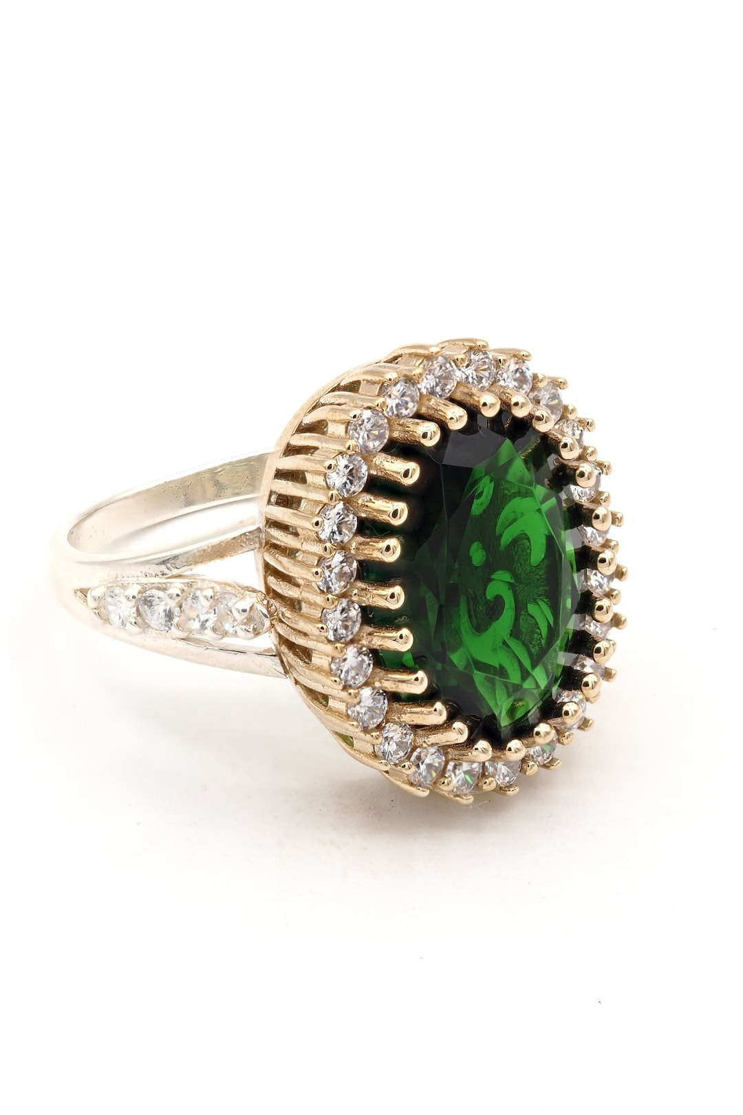 Emerald Sterling Silver Hurrem Sultan Ring - Handmade Ottoman Style ...