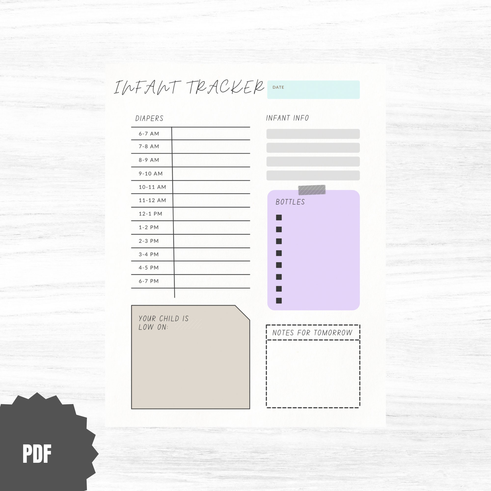Infant Tracker, Daycare Log, Baby Tracker, Daily Log, Printable ...