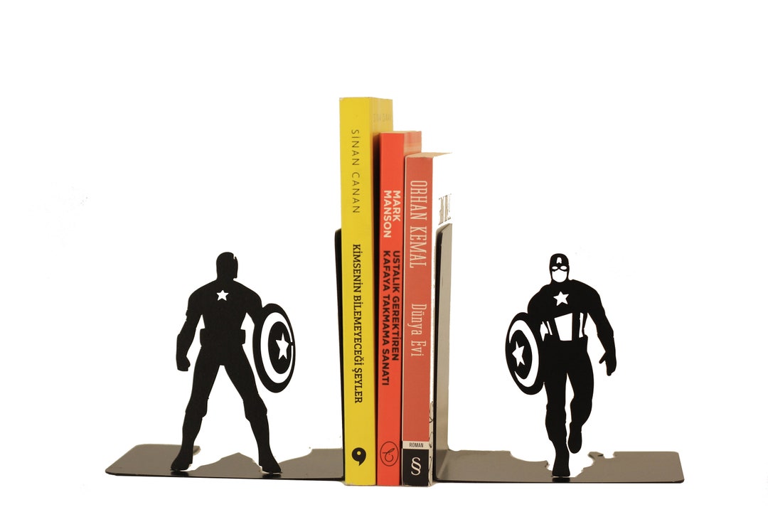 Captain America Metal Bookend / Book Support / Super Hero / Home/office ...