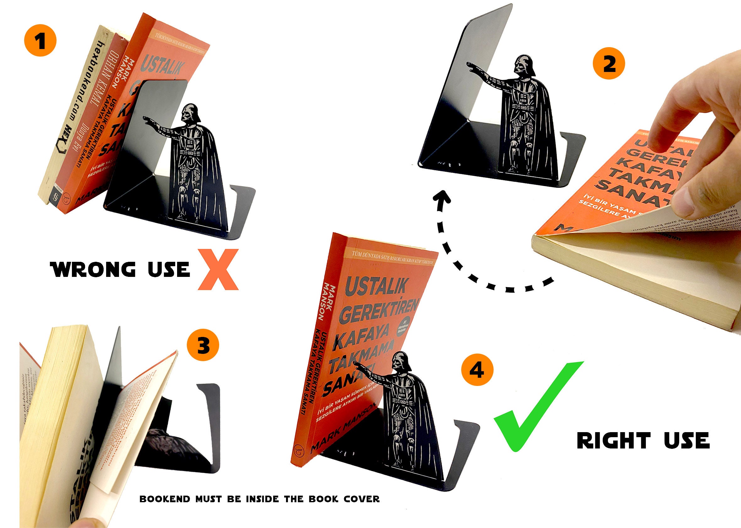 Star Wars Metal Bookends: Yoda & Darth Vader Book Support Set - Etsy