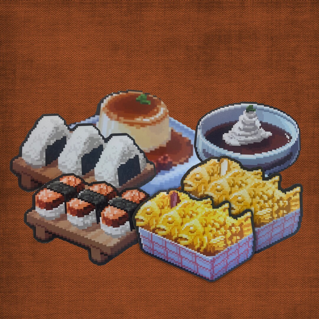 Colorful Asian Cuisine Inspired Vinyl Pixelated Food Fridge - Etsy