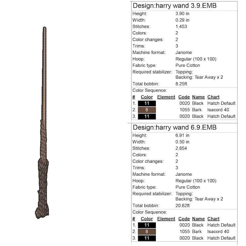 The Wands of Each Character Collection Bundle 1 Embroidery Design ...