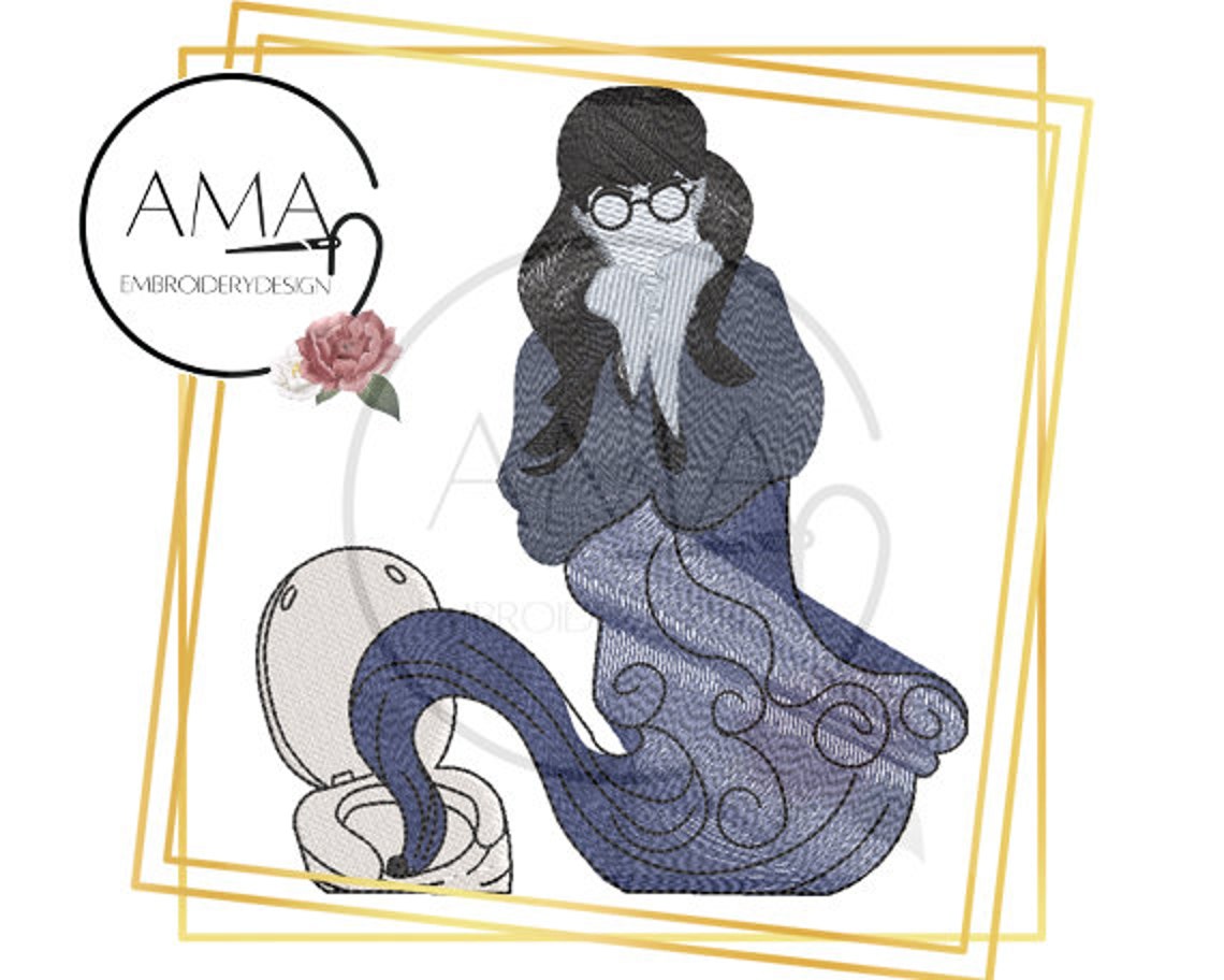 Crying Myrtle in the Toilet Ghost Embroidery Design - Etsy