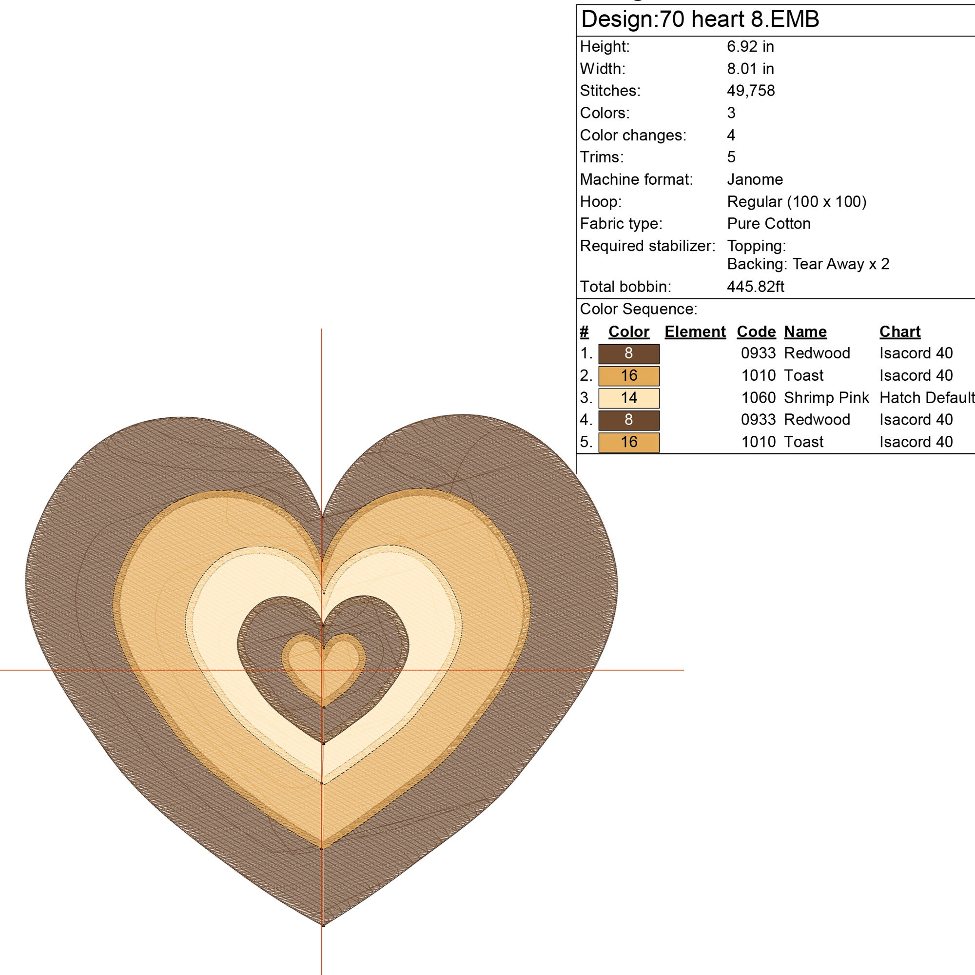 Two Colors Heart Design 70s Style Fashion-machine Embroidery - Etsy