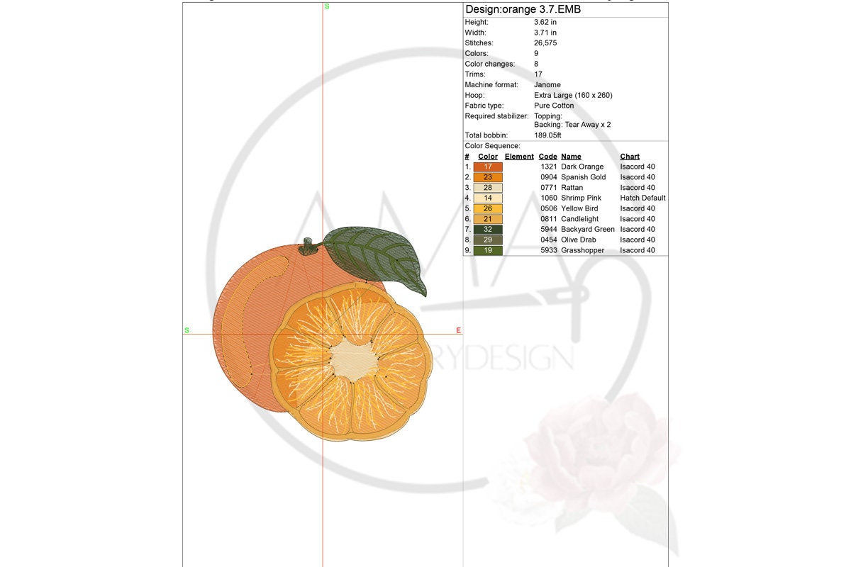 Orange Slice Embroidery Design Summer Fruits Embroidery 3 - Etsy