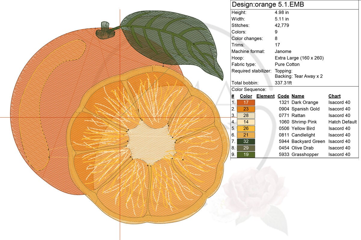 Orange Slice Embroidery Design Summer Fruits Embroidery 3 - Etsy