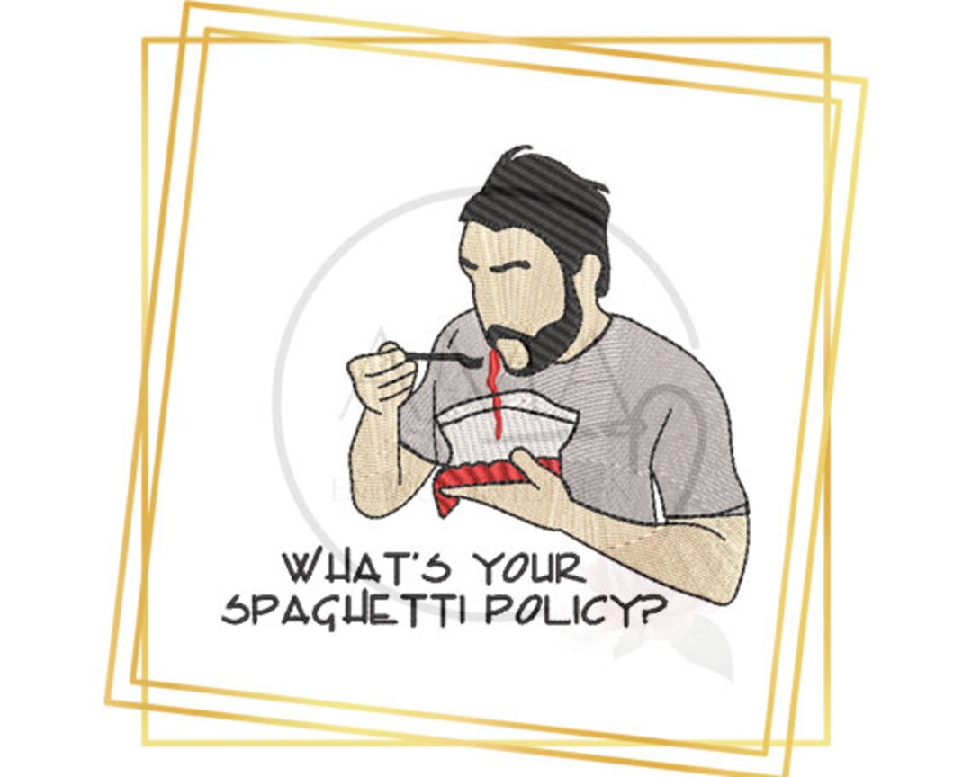 Charlie Day - What's Your Spaghetti Policy Embroidery Design - Etsy