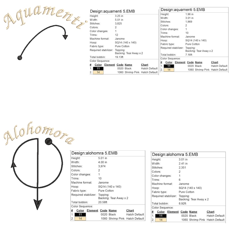 Bundle Spells and Wand Motions Embroidery Design - Wizarding School for ...