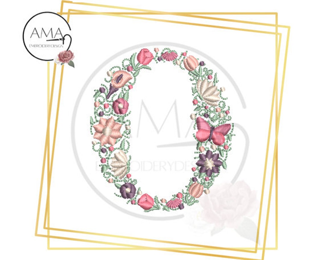 Unique Flower Alphabet - Instant Download Machine Embroidery Design ...