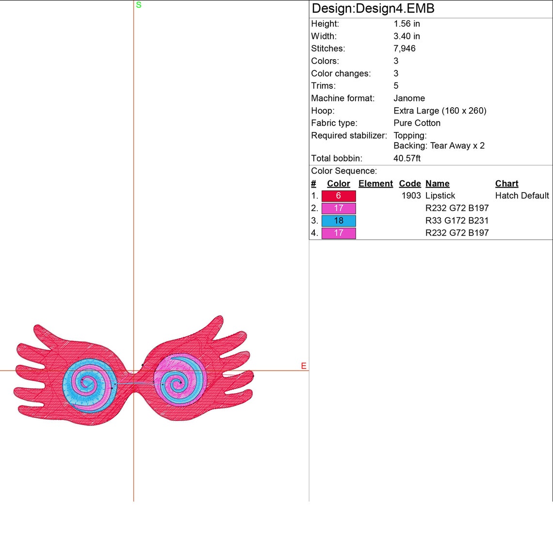 Luna Glasses Spectrespecs Embroidery Design - Wizarding School for ...