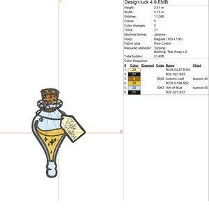 Felix Felicis Liquid Luck Potion Bottle Embroidery Design Wizarding ...