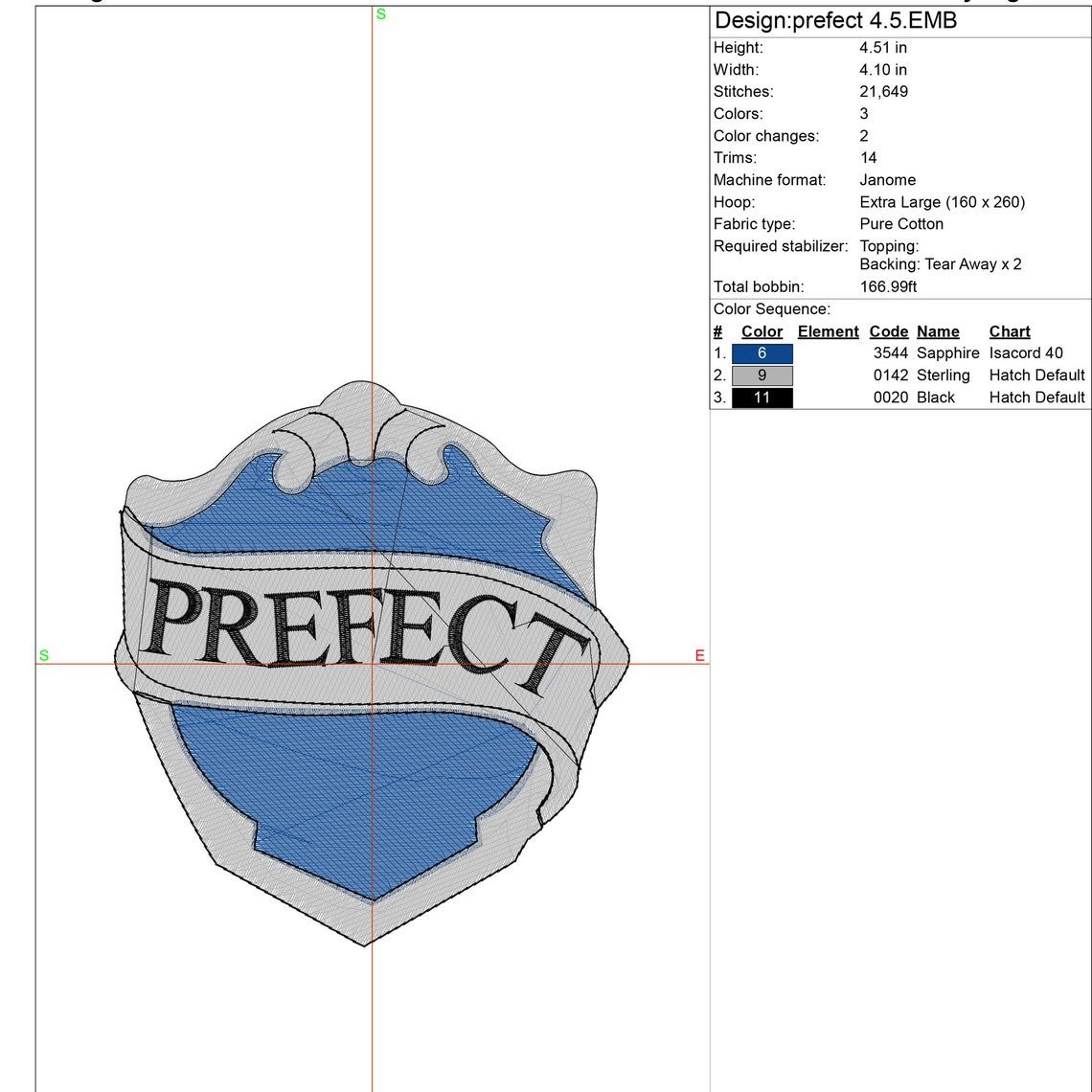 School Prefect Badges Embroidery Design - Wizarding School for Witches ...