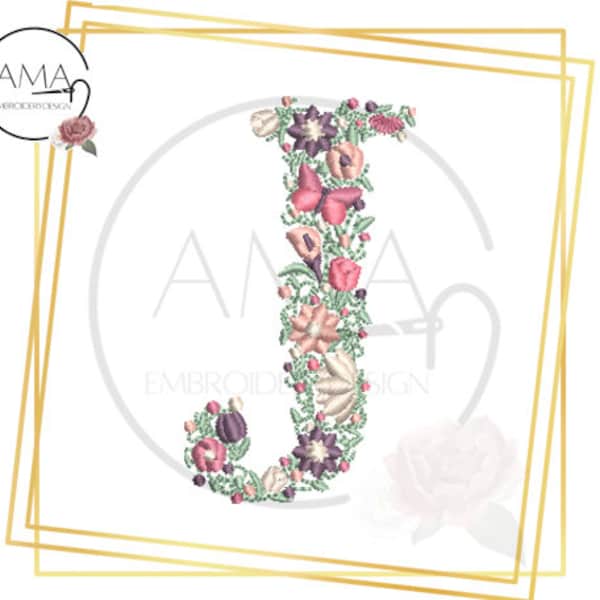 Letter J Embroidery - Etsy
