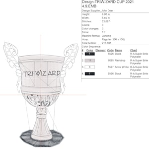 Triwizard Tournament Cup Trophy Embroidery Design Wizarding - Etsy